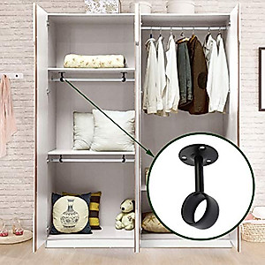 Seimneire 8pcs 1-1/4 Inch Shower Curtain Closet Rod Holder, Curtain Rod Ceiling-Mount Bracket Pipe Flange Socket Closet Pole End Supports Socket, Stainless Steel Flat Black