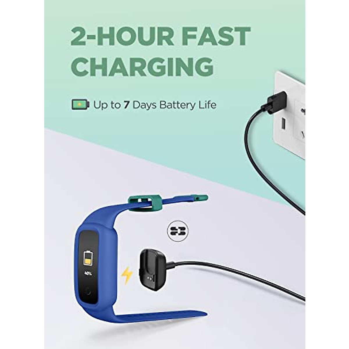 BIGGERFIVE Vigor 2 L Kids Fitness Tracker Watch for Boys Girls Ages 5-15, IP68 Waterproof, Activity Tracker, Pedometer, Heart Rate Sleep Monitor, Calorie Step Counter Watch, Blue