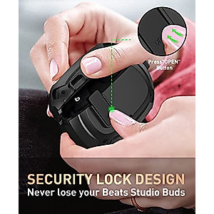 Beats Studio Buds/Studio Buds Plus Case 2021/2023, [Secure Lock] OTOPO Cool Beats Studio Buds+ Protective Case Cover Men Women with Keychain for New Beats Studio Ear buds + Case - Black