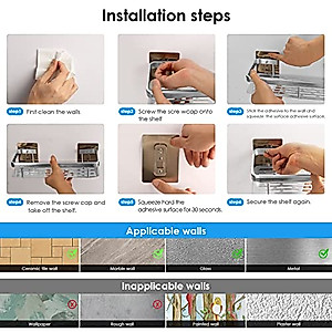 LIMINGDE Shower Caddy Shelf, Adhesive Bathroom Shower Organizer,No Drilling Wall Mounted Shower Rack,Rustproof Bath Storage Basket for Bathroom,Toilet,Kitchen - 2 Pack( Silver)