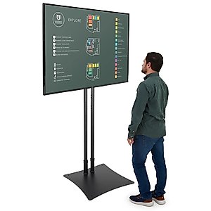 Displays2go 88 x 29 Inches Tall Flatscreen Stands, Supports 32-70 Inch Flat Screen Televisions, Steel Construction – Black (DSTANDBK)