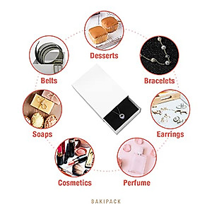 BAKIPACK 5 Gift Boxes, White Gift Boxes, 7x4.9x2.4 Inches, Keepsake Boxes, Small Rectangle Gift Boxes with Lids for Presents (Matte White)