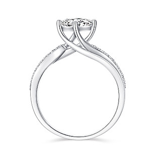 Molioaki 1.15 Carat (ctw) moissanite engagement rings for women Platinum Plated Silver ring moissanite rings-7.5