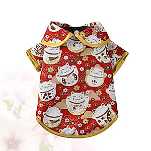 1PC Pat New Year Clothes Chinese Style Pet Costumes Autumn Winter Pet Clothes Stylish Pet Warm Clothes Festival Pet Coat for Cat Dog Wearing Clothes Style Size XL- 16Pet House Supplies