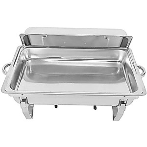 UZOURI Stainless Steel Chafing Dish Set Buffet Silver Catering Warmer Set, Rectangle Chafing Dish Set, for Buffet Catering Kitchen Party(Size:11L) (11L)