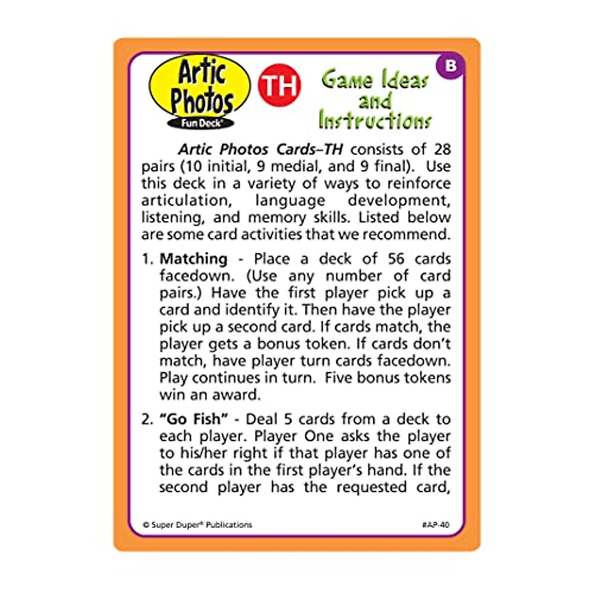 Super Duper Publications | Articulation Photos TH Sound Fun Deck Flash Cards | Educational Learning Resource for Children
