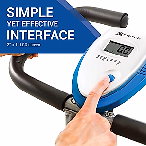 XTERRA Fitness Folding Exercise Bike, 225 LB Weight Capacity, Cordless, Battery Powered with Solid X-Frame Folding Design, Padded Seat and Handlebars, Adjustable Foot Straps, 8 Levels of Resistance