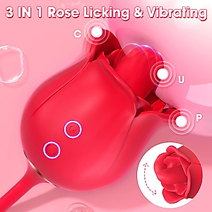 G Spot Vibrator Rose Sex Toys for Women - 3IN1 Thrusting Vibrator 9 Licking Tongue Rose Vibrators, Clitoral Stimulator Dildo Sex Sexual Stimulation Device Adult Sex Toys & Games for Women Couples