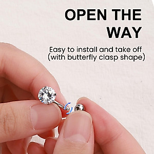 Wssxc 14G Hypoallergenic Surgical Steel Belly Button Ring Cubic Zirconia Belly Button Barbs Body Piercing Set 7Pcs