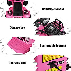Costzon Kids ATV, 6V Battery Powered Electric Vehicle Four Wheeler Quad w/Storage Basket, Headlight, Horn, Music, MP3 & USB, Toddler 4 Wheeler Ride on Car Toy for Boys Girls 18-36 Months (Pink)