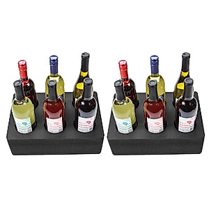 Polar Whale 2 Wine Holders Durable Black Foam Organizer Transport Protector Packer Bottle Case Car Truck SUV Van Seat Travel Protection 13.75 x 9.5 x 4 Inches Holds 6 Bottles