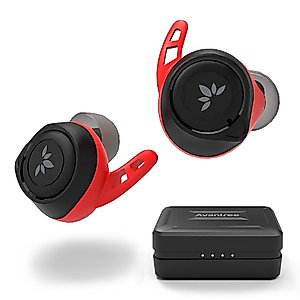 Avantree Wireless Earbuds with Ear Fins for Running Sport Workout Exercise, IPX7 Sweatproof, Bluetooth 5.0 Earphones, Comfortable Snug Fit, 120Hrs, aptX Great Sound, Volume Control - TW106