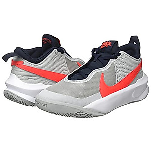 Nike Kid's Team Hustle D10 (GS) Basketball Shoe (4.5, Light Smoke Grey/Bright Crimson, Numeric_4_Point_5)