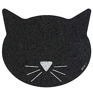 ORE Pet Black Cat Face Recycled Rubber Pet Placemat,Size: 1 Pack