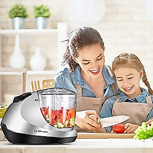 La Reveuse Electric Mini Food Chopper Vegetable Fruit Cutter Meat Grinder Mincer Small Food Processor with 1.3-Cup Prep Bowl, Silver