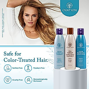 Ovation Hair Color Protection Cell Therapy 6 oz System - Color Protection Shampoo and Conditioner, Cell Therapy Hair & Scalp Treatment - Hair Treatment Set to Brighten and Hydrate Color-Treated Hair