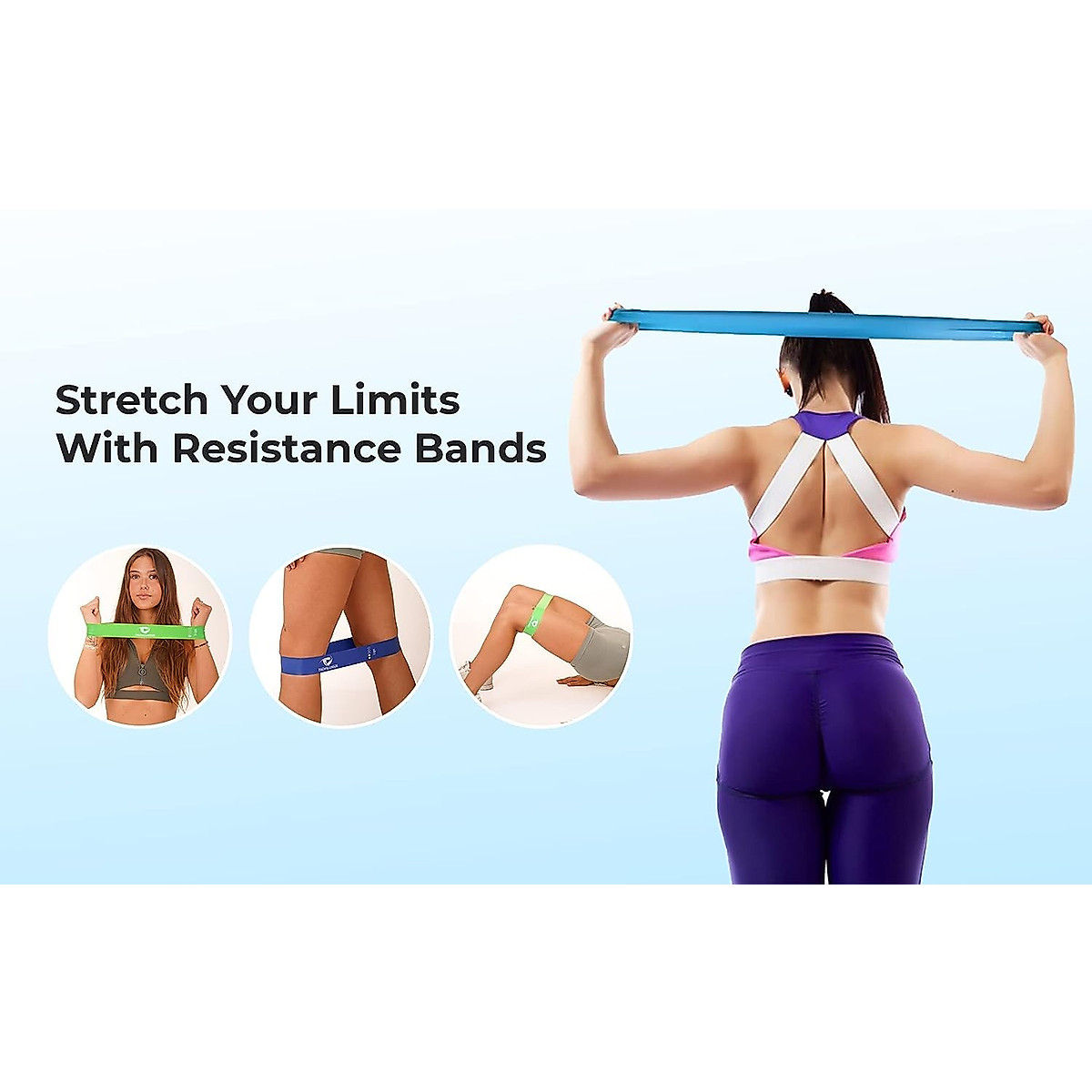 Pacific Craze Pro Resistance Bands for Working Out Women (Set of 5) Workout Exercise Band for Men Body Stretching Home Gym Physical Therapy Durable Strength Bands