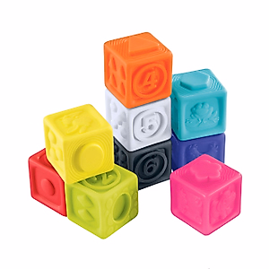 Early Learning Centre Squeezy Stacking Blocks, Stimulates Senses, Hand Eye Coordination, Kids Toys for Ages 06 Month, Amazon Exclusive