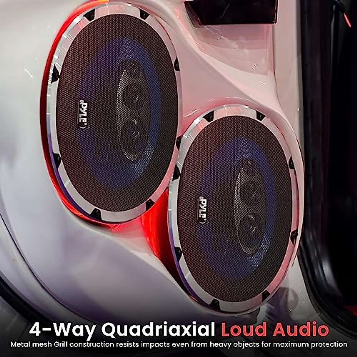 Pyle 6x9/7x10 car Speakers 4-Way Quadriaxial Full Range Sound Audio - Butyl Rubber Surround, 500W w/ 4Ohm Impedance & 3/4'' Piezo Tweeters - Blue Pair