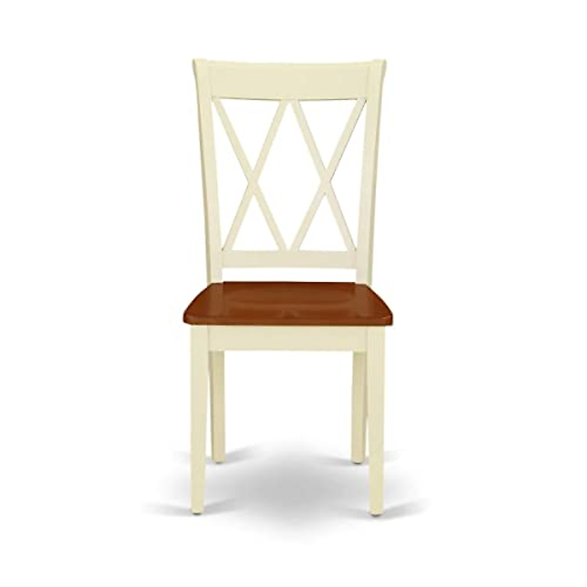 East West Furniture Dover 9 Piece Set Includes a Rectangle Dining Room Table with Butterfly Leaf and 8 Wood Seat Chairs, 42x78 Inch, Buttermilk & Cherry