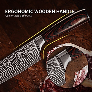 AIXIHOM Kitchen Chef Knife 8 inch Japanese Chefs Knife,Professional Chef Knives for Cooking,Carbon Stainless Steel Sharp Cutting Knife with Ergonomic Handle & Gift Box