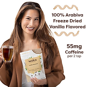 Waka Instant Coffee, Vanilla Flavored - 100% Arabica Beans, Freeze Dried Granules, No Additives - Bulk Bag for Quick Hot and Iced Coffees, Up to 35 Cups (3.5oz)