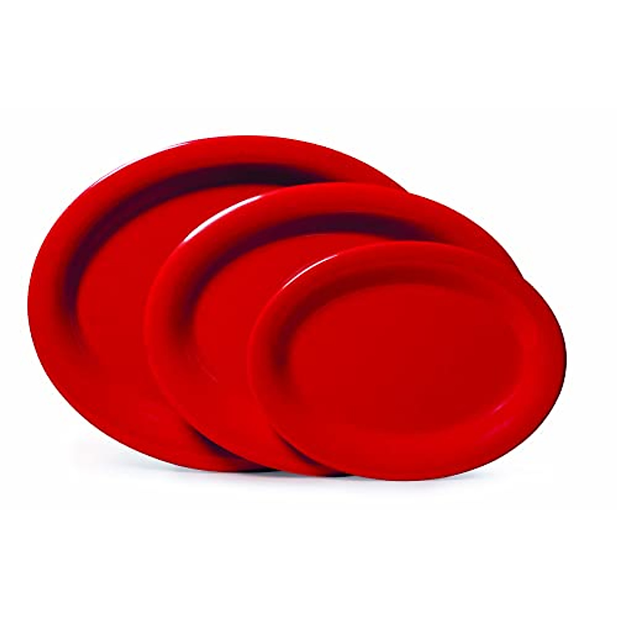 G.E.T. OP-950-RSP-EC Melamine Oval Serving Platter / Dinner Plate, 9.75" x 7.25", Red (Set of 4)