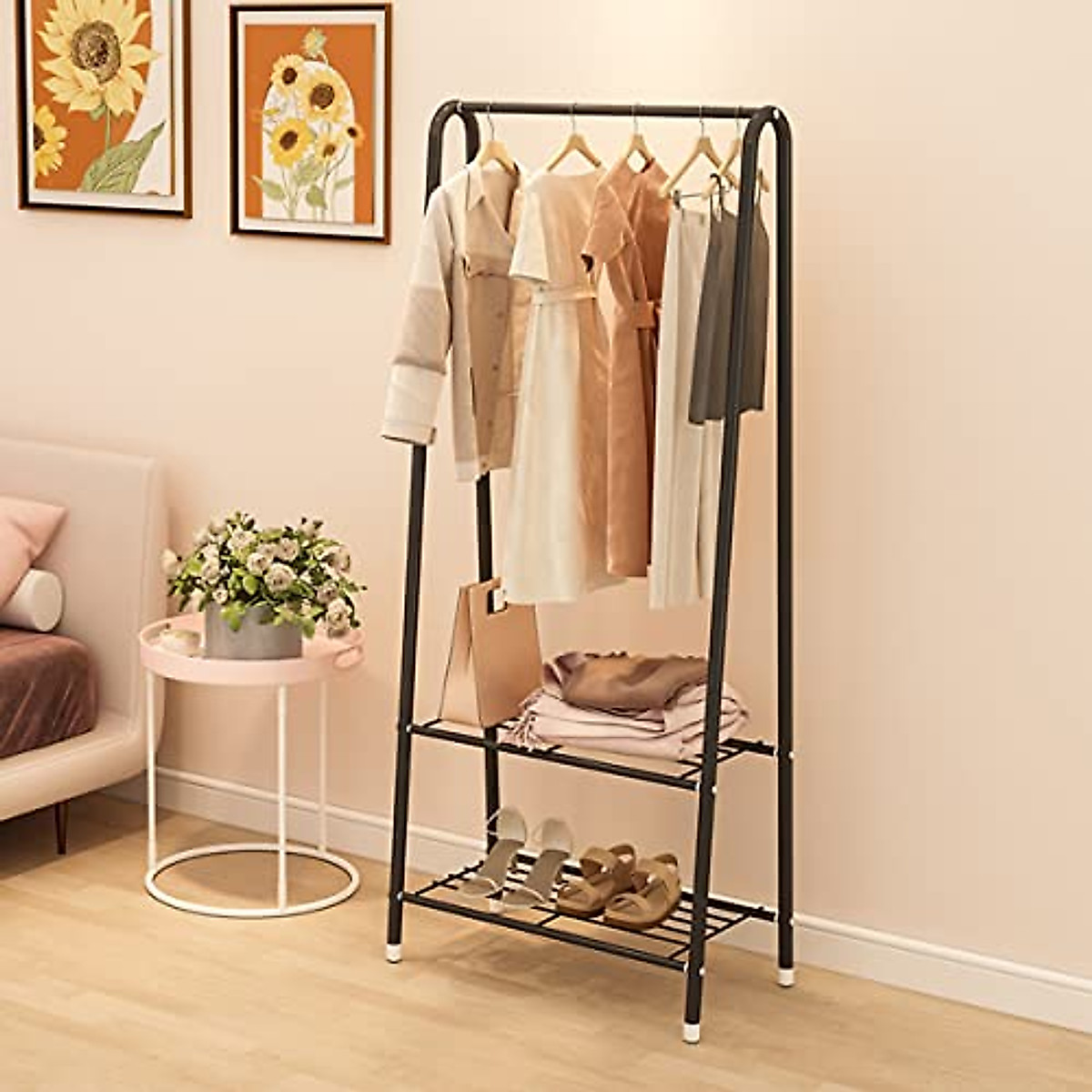 WEECRON Small Clothes Rack Clothing Racks for Hanging Clothes Garment Rack Clothes Hanger Rack, Black