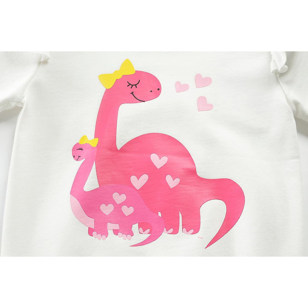 Little Hand Toddler Girls Shirts Dinosaur Heart Shirts Long Sleeve Ruffle Toddler Pullover White Sweatshirt 5t