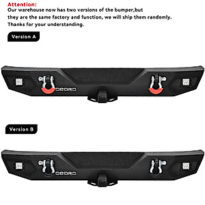 OEDRO Rear Bumper Compatible for 2007-2018 Jeep Wrangler JK Unlimited, Rock Crawler Bumper with Hitch Receiver & 2X LED Lights Off Road Textured Black