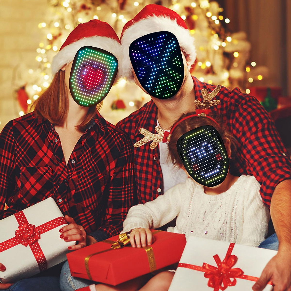 CASEIER Led Mask, Led Face Mask - 2024 Upgraded Led Mask Halloween with Gesture Control Light Up Toy for Kids, Perfect Gifts for Christmas and New Year