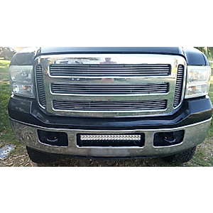 iJDMTOY Lower Grille 20-Inch LED Light Bar Compatible with 1999-2007 Ford F250 F350 Super Duty, Includes (1) 120W High Power LED Lightbar, Lower Bumper Opening Mount Brackets & On/Off Switch Wiring
