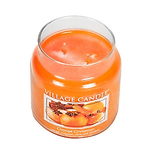 Village Candle Orange Cinnamon 11 oz Glass Jar Scented Candle, Small