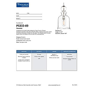 Staunton Collection 1-Light Clear Glass Global Pendant Light Brushed Nickel