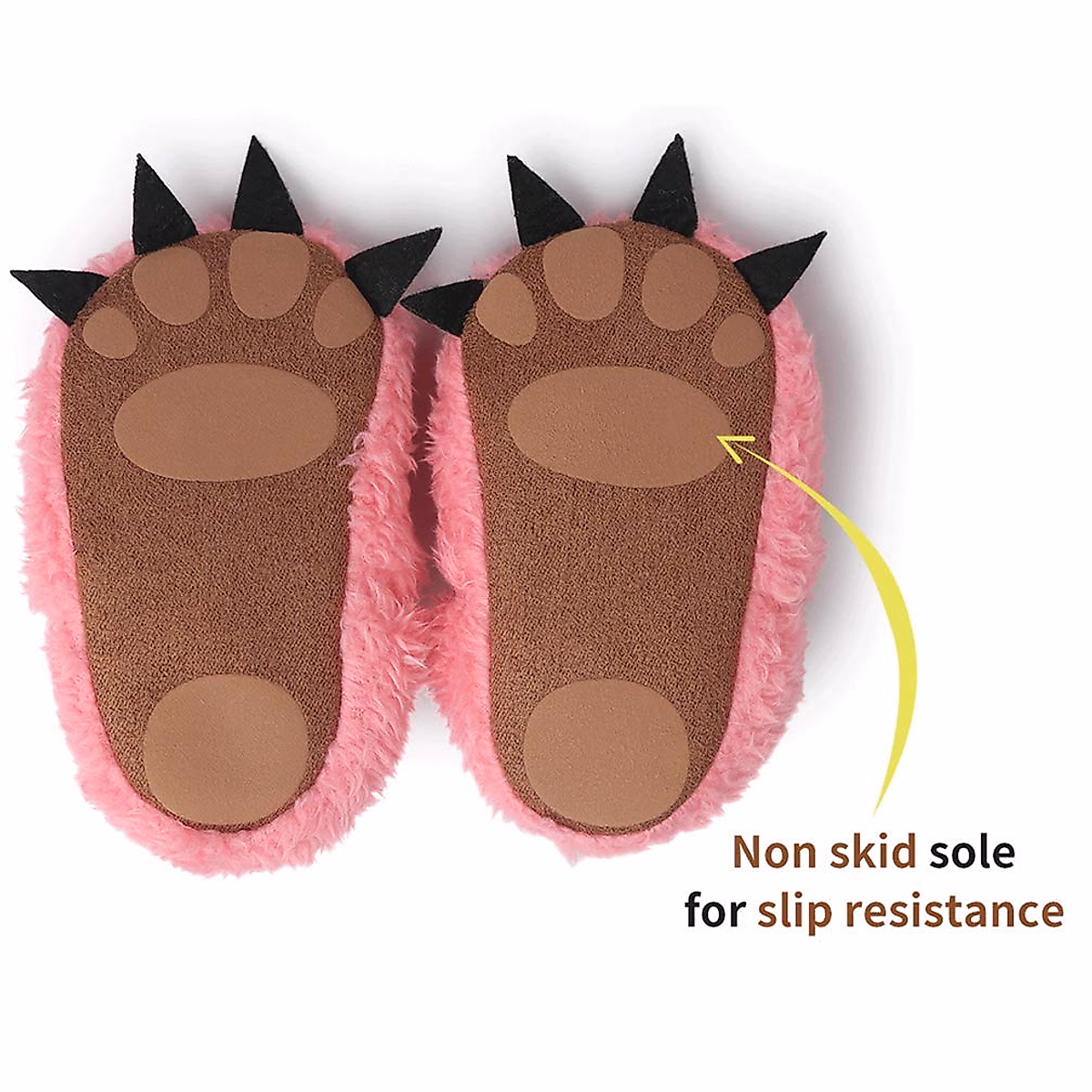 CoKate Baby Boys Girls Soft Plush Slippers Bear PAW Animal Boots Toddler Infant Crib Shoes Winter House Shoes (12-18 Months, Dark Pink)
