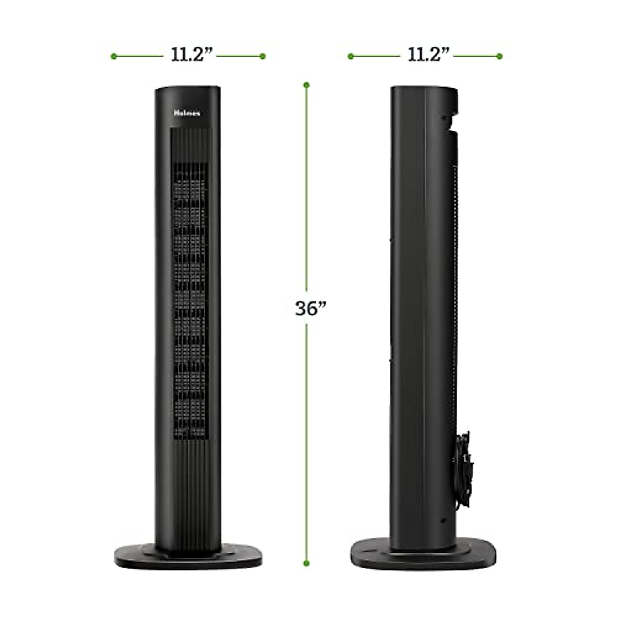 HOLMES 36" Smart WI-FI Connected Tower Fan, Alexa Fan, Voice Control, Oscillation, Digital Control Panel, Remote Control, 3 Speed Settings, 3 Modes, 15-Hour Auto-Shut Off Timer, Black Finish