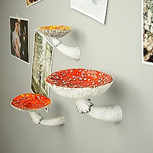 XHONG Mushroom Hanging Shelf Decor, Wall Floating Shelf Frame Amanita Shaped, Wall Hanging Storage Rack Wall Storage Shelves for Bedroom Living Room Wall Decoration-S+M+L