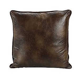 Paseo Road by HiEnd Accents | Brown Faux Leather Reversible Euro Pillow Sham, 27x27 inch, Rustic Cabin Lodge Western Euro Pillow Covers