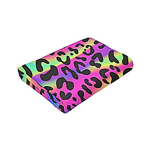 Neon Animal Leopard Spots Blankets Throw Blanket 3D Printed Soft Comfortable Flannel Fleece Throws for Bed Couch Sofa Floor Car and Home Decor 80"X60"(Adult)