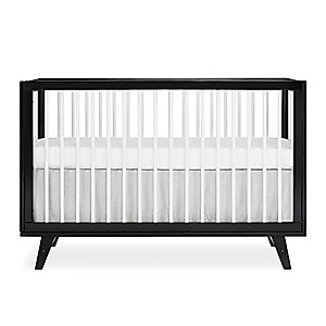 Dream On Me Carter 5-in-1 Full Size Convertible Crib / 3 Mattress Height Settings/JPMA Certified/Made of New Zealand Pinewood/Sturdy Crib Design, Black & White