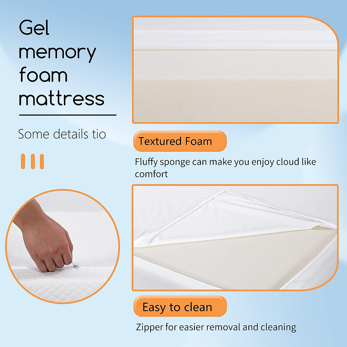 BestMassage 6 Inch Gel Memory Foam Twin Mattress Mattresses for Cool Sleep & Pressure Relief,Medium Firm Mattresses CertiPUR-US Certified/Bed-in-a-Box