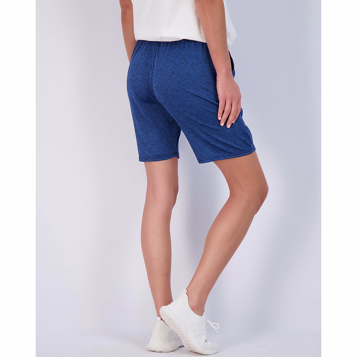 Real Essentials Women’s Plus Size Just My Quick Dry Fit 7 Inch Inseam Athletic Casual Lounge Fitness Gym Long Shorts High Waisted Running Bermuda Pockets Ladies Workout Active, Set 1, 1X, Pack of 4