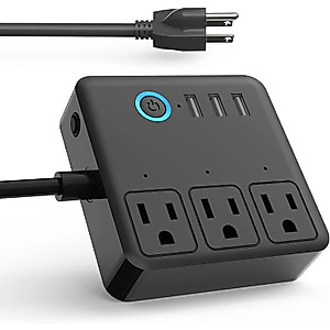 OHMAX Smart Plug Power Strip with 3 Smart USB Ports and 3 Individually Controlled Smart Outlets, Works with Alexa Google Home, Voice Control, WiFi Plug Timer for Christmas Light, UL, 2.4GHz WiFi Only