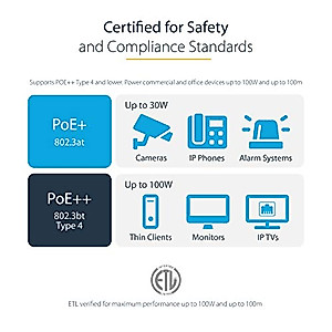 StarTech.com 4ft CAT6 Ethernet Cable - Black CAT 6 Gigabit Ethernet Wire -650MHz 100W PoE RJ45 UTP Network/Patch Cord Snagless w/Strain Relief Fluke Tested/Wiring is UL Certified/TIA (N6PATCH4BK)