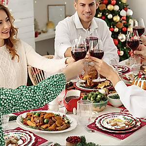 Homlouue 200 PCS Christmas Paper Plates and Napkins, Cute Cartoon Santa Claus Christmas Party Supplies, Christmas Disposable Dinnerware Set, Watercolor Holiday Party Plates for Christmas Serves 50