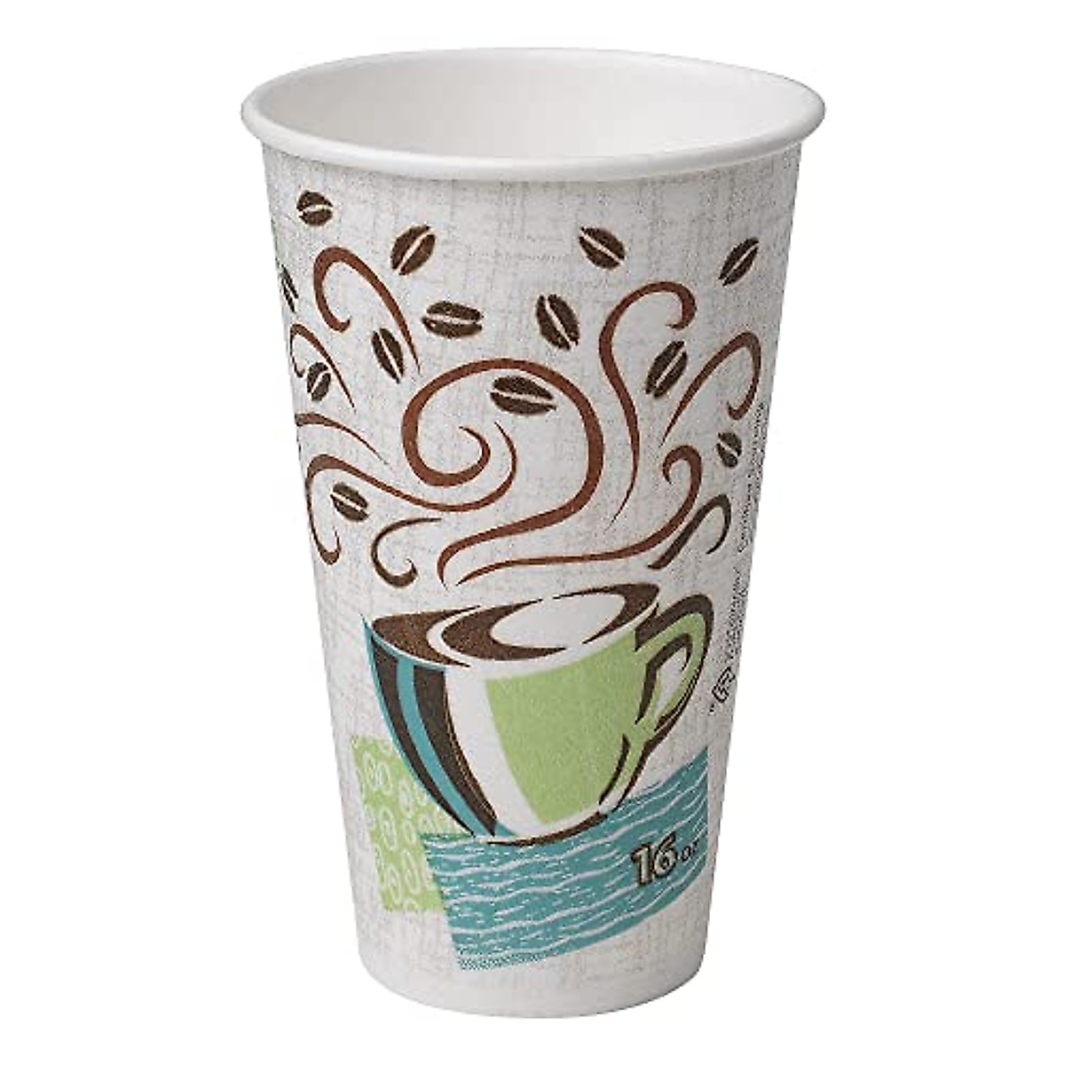 Georgia-Pacific 5356DX Dixie PerfecTouch 16 oz. Insulated Paper Hot Coffee Cup by PRO , Coffee Haze, 500 Count (25 Cups Per Sleeve, 20 Sleeves Per Case), Coffee Haze Design, White/ multicolor