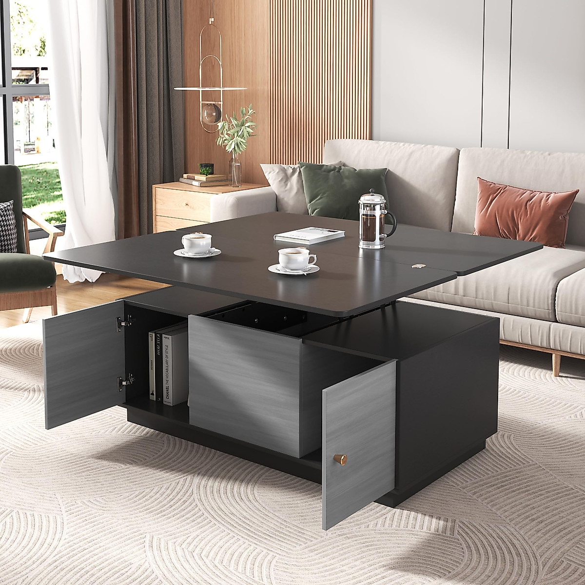 Lift Top Coffee Table with Storage Extendable Desktop, Perfect for Living Room
