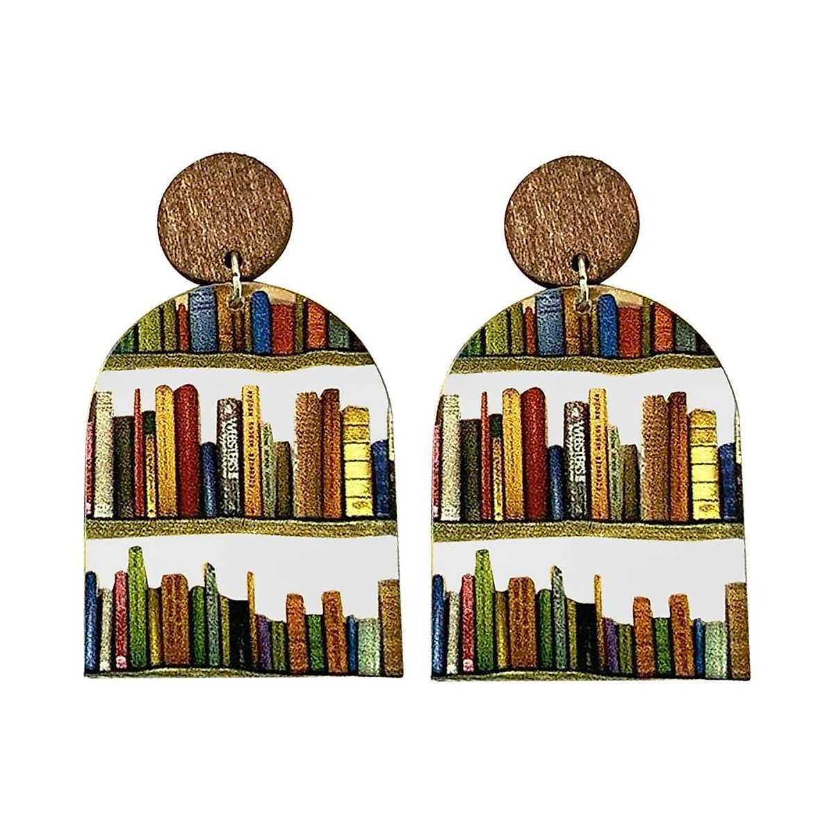 Resin Stack of Books Shelves Drop Dangle Earrings Acrylic Bookcase Earrings Creative Librarian Teacher Graduation Jewelry-rectangle B
