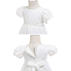 Meiqiduo Baby Girl Christening Dress Baptism Gowns Princess Wedding Party Formal Dresses (3M/0-6Months, Ivory)