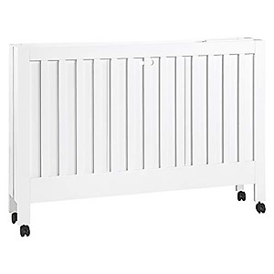 Babyletto Maki Full-Size 2-in-1 Portable Folding Crib with Toddler Bed Conversion Kit in White, Greenguard Gold Certified